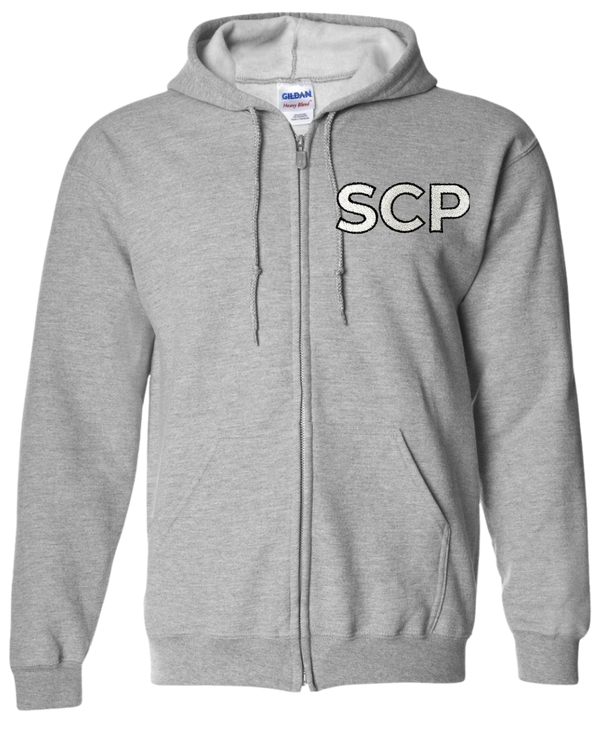 SCP Full-Zip Hoodie – Embroidered “SCP” Left-Chest Logo – Adult ...